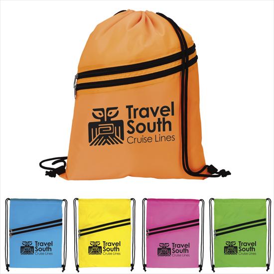 Neon Multi-Zippered Drawstring Backpack | Koozie Group